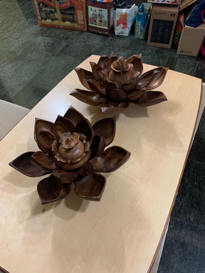 Wooden Lotus Display Pieces (Teak Wood), Hobbies & Toys, Memorabilia ...