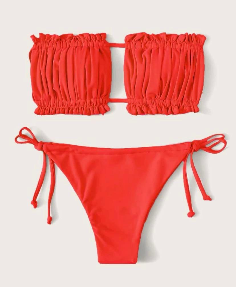 Red Bandeau Bikini Swimsuit S Womens Fashion Swimwear Bikinis And Swimsuits On Carousell