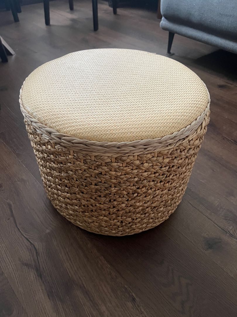 Beige Rattan Storage Stool, Furniture & Home Living, Furniture, Chairs ...