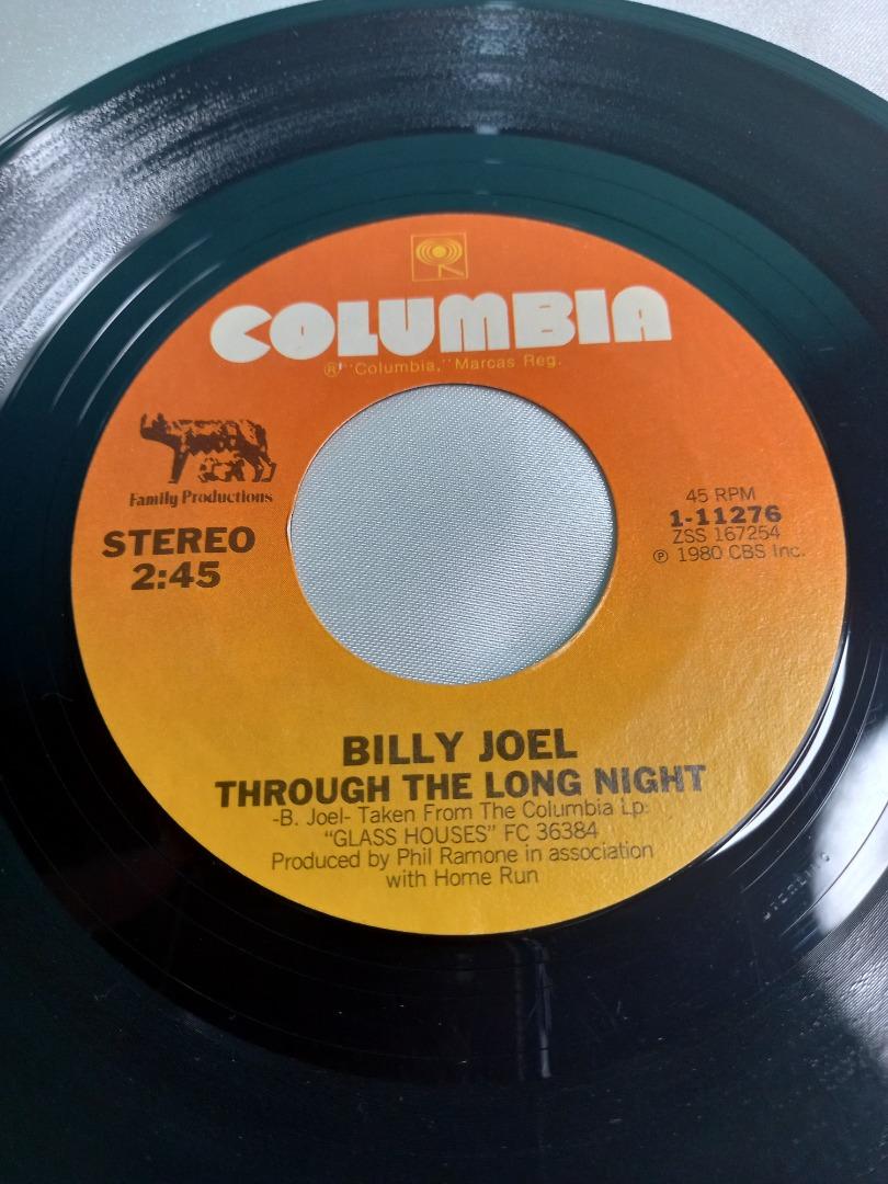 BILLY JOEL " THROUGH THE LONG NIGHT" VINY 7", Hobbies & Toys, Music & Media, Vinyls on Carousell