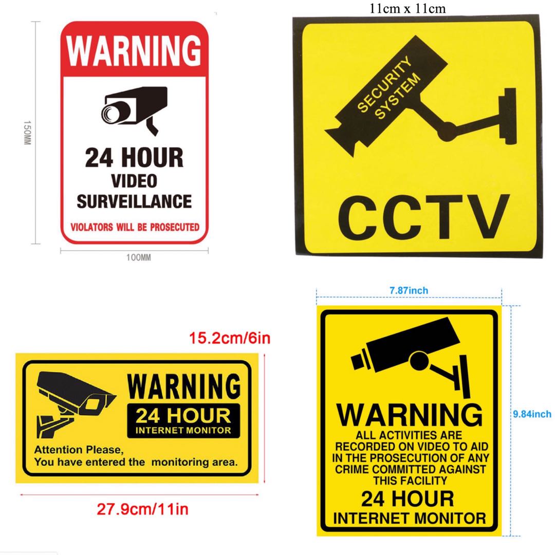 CCTV in operation Caution Surveillance Camera warning sign Stickers ...
