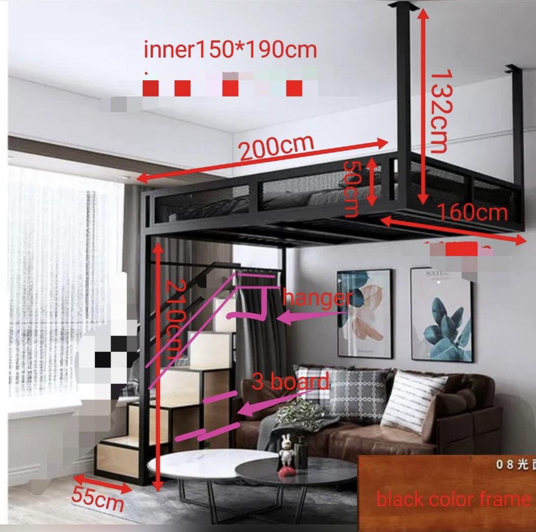 Customize ceiling loft bed, Furniture & Home Living, Furniture, Bed ...