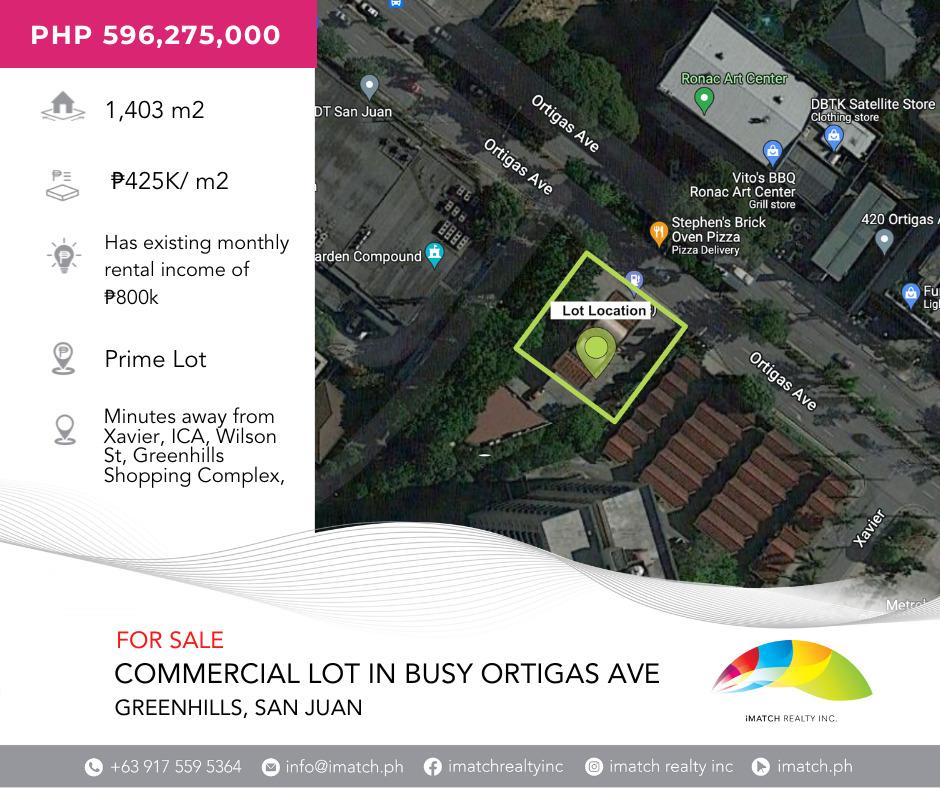 For Sale Premium Commercial Lot Along Ortigas Ave Greenhills San