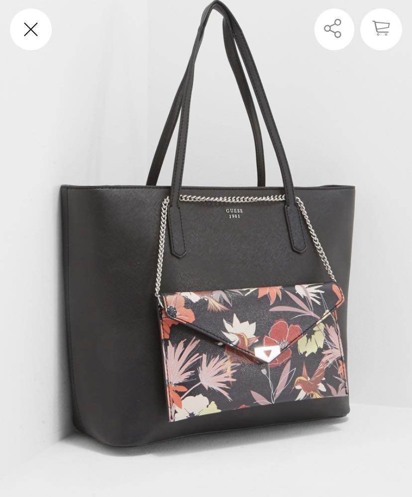 guess 1981 lottie tote bag in black, Women's Fashion, Bags & Wallets ...