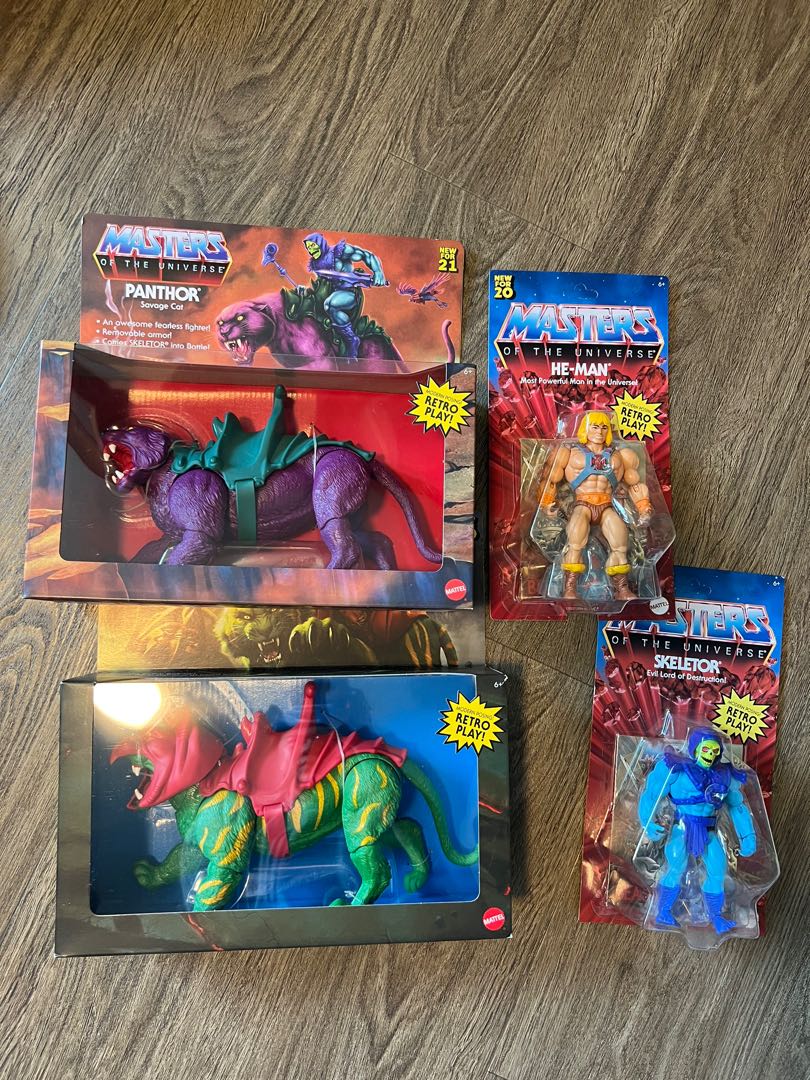 Master of the Universe Motu He Man Skeletor Battle Cat & Panthor set ...