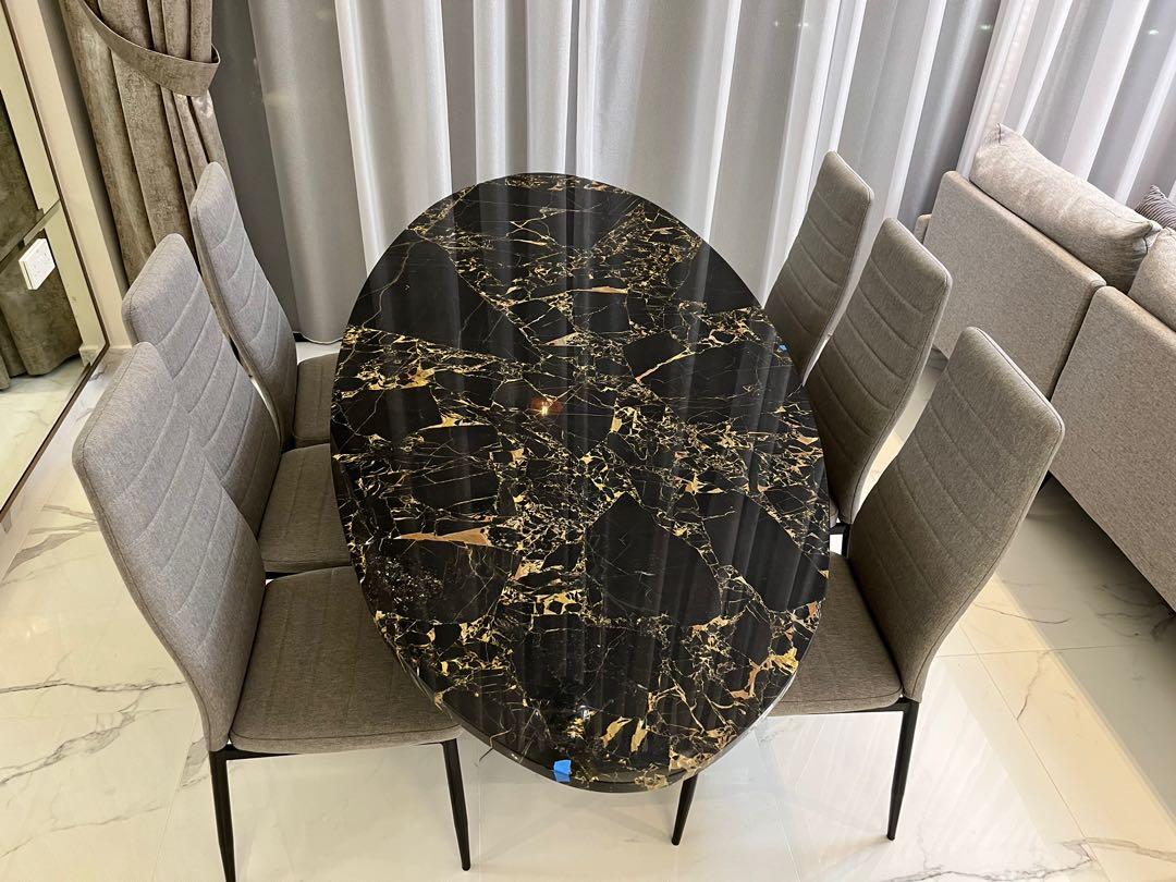 NEW 2 Meter Dinning table with 6 dining chairs, Furniture & Home Living ...