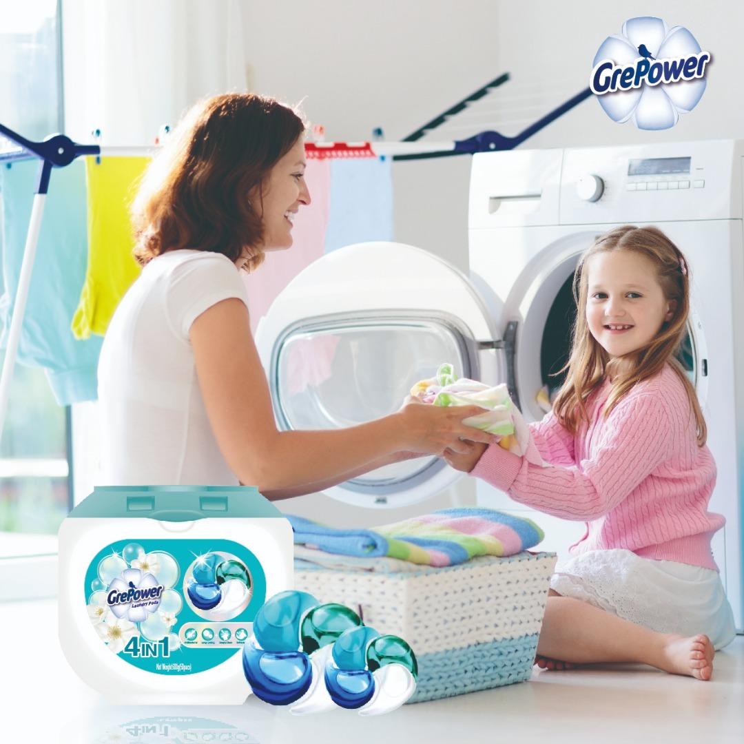 [New Arrival] GrePower 4 in 1 Multifunctional Laundry Pods x 50 Pods, Furniture & Home Living ...