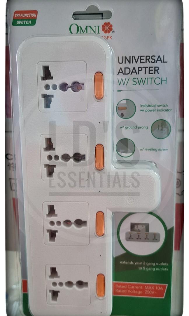 Omni Multiple socket extension adapter with individual switch 3-gang ...