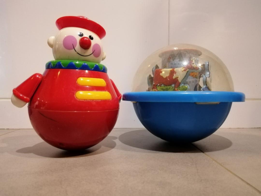 Original Tolo Rare Roly Poly Chime Clown + FREE ABC Animal Farm Roly ...