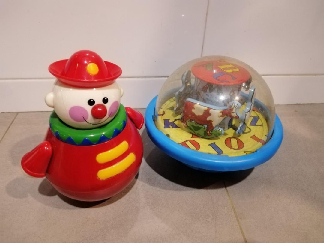 Original Tolo Rare Roly Poly Chime Clown + FREE ABC Animal Farm Roly ...