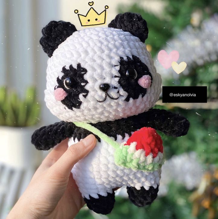 Panda Handmade Stuffed Toy, Hobbies & Toys, Toys & Games on Carousell