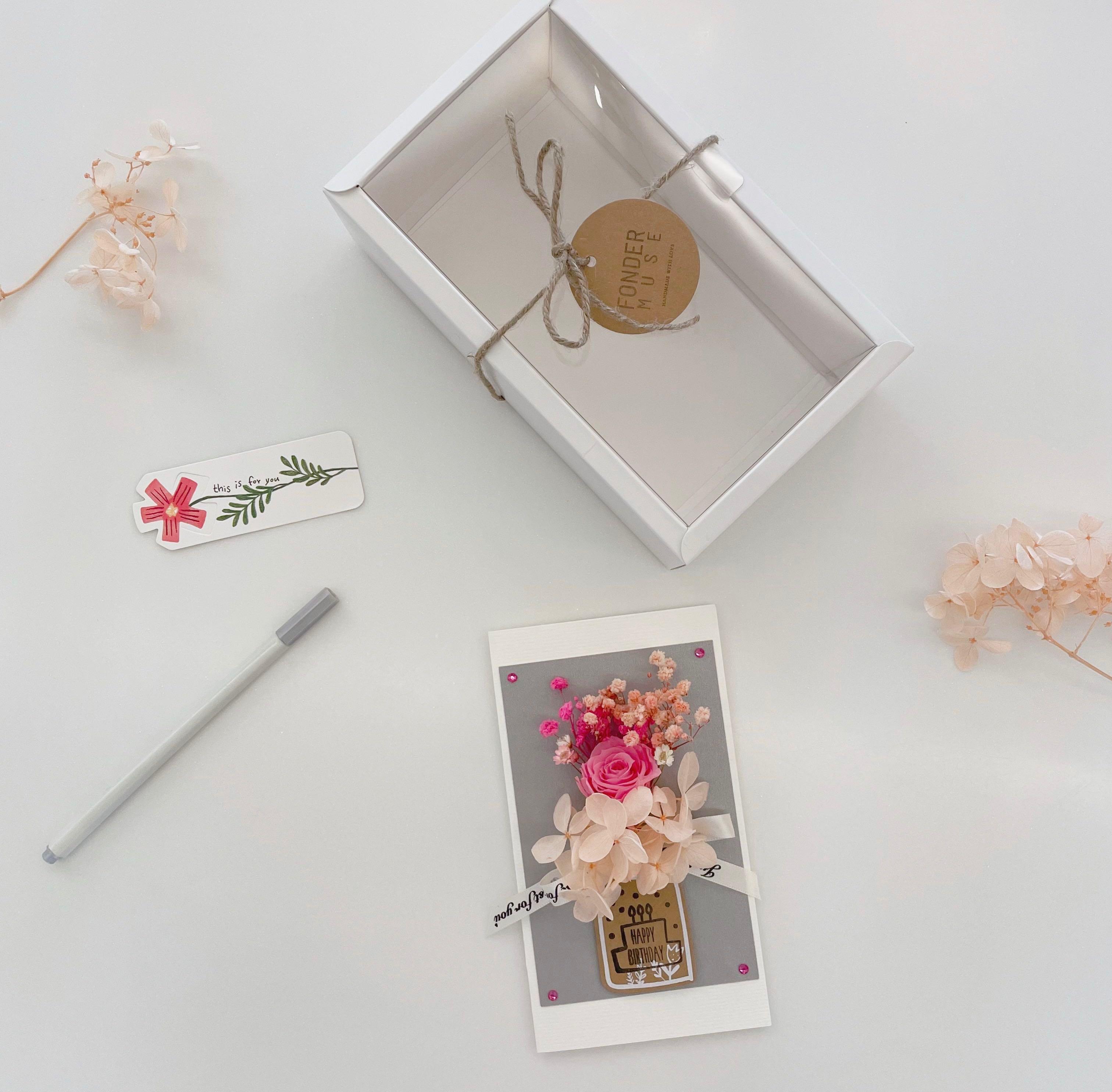 Preserved Rose Bouquet Card Handmade Real Dried Flower card- Happy ...