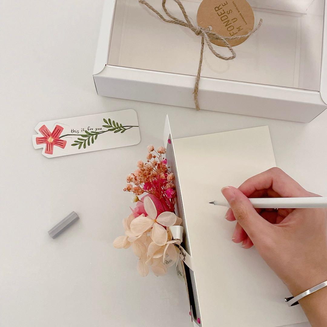 Preserved Rose Bouquet Card Handmade Real Dried Flower card- Happy ...