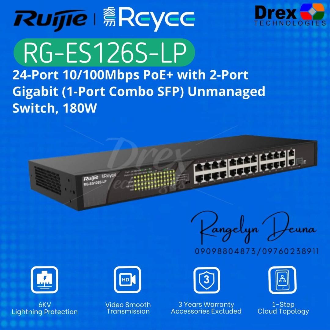 Ruijie-Reyee RG-ES126S-LP 24-Ports 10/100 Mbps PoE/PoE+ Ports ...