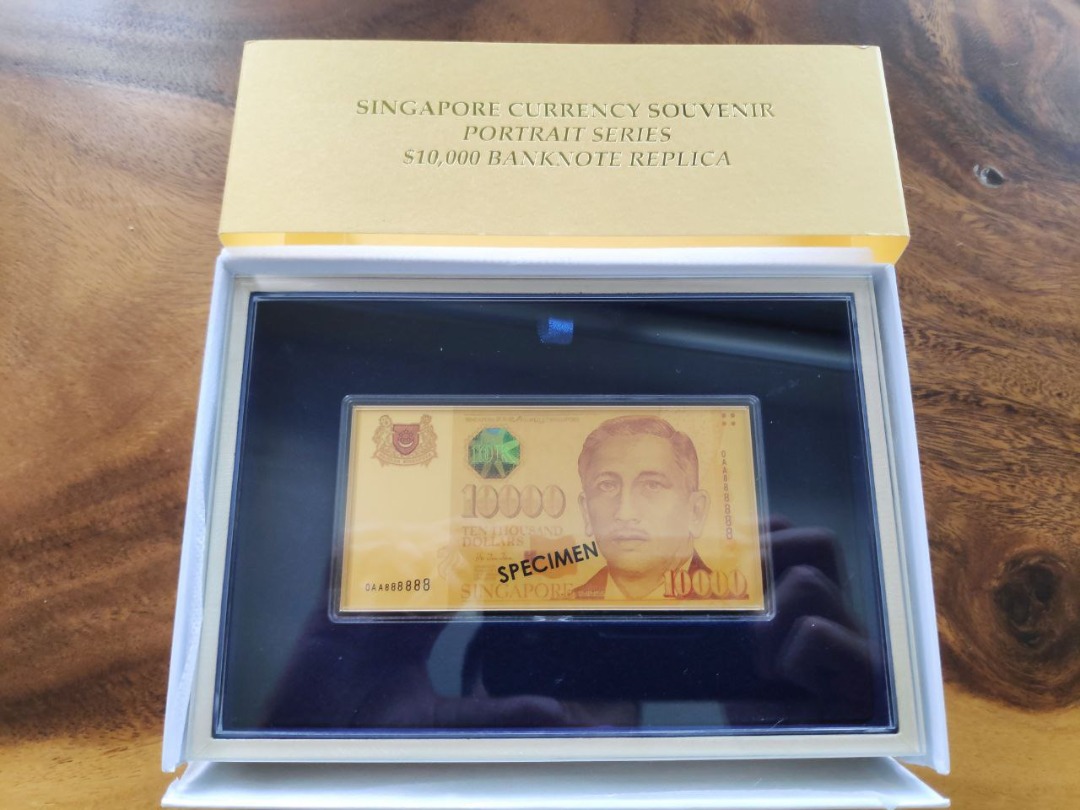 Singapore $10,000 Portrait Series 1 gm 999 Fine Gold Foil Banknote ...
