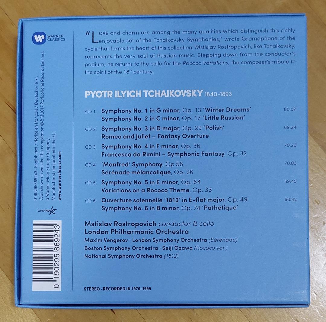 Tchaikovsky Complete Symphonies+ Rostropovich 6 CD Box Set, Hobbies & Toys, Music & Media, CDs ...