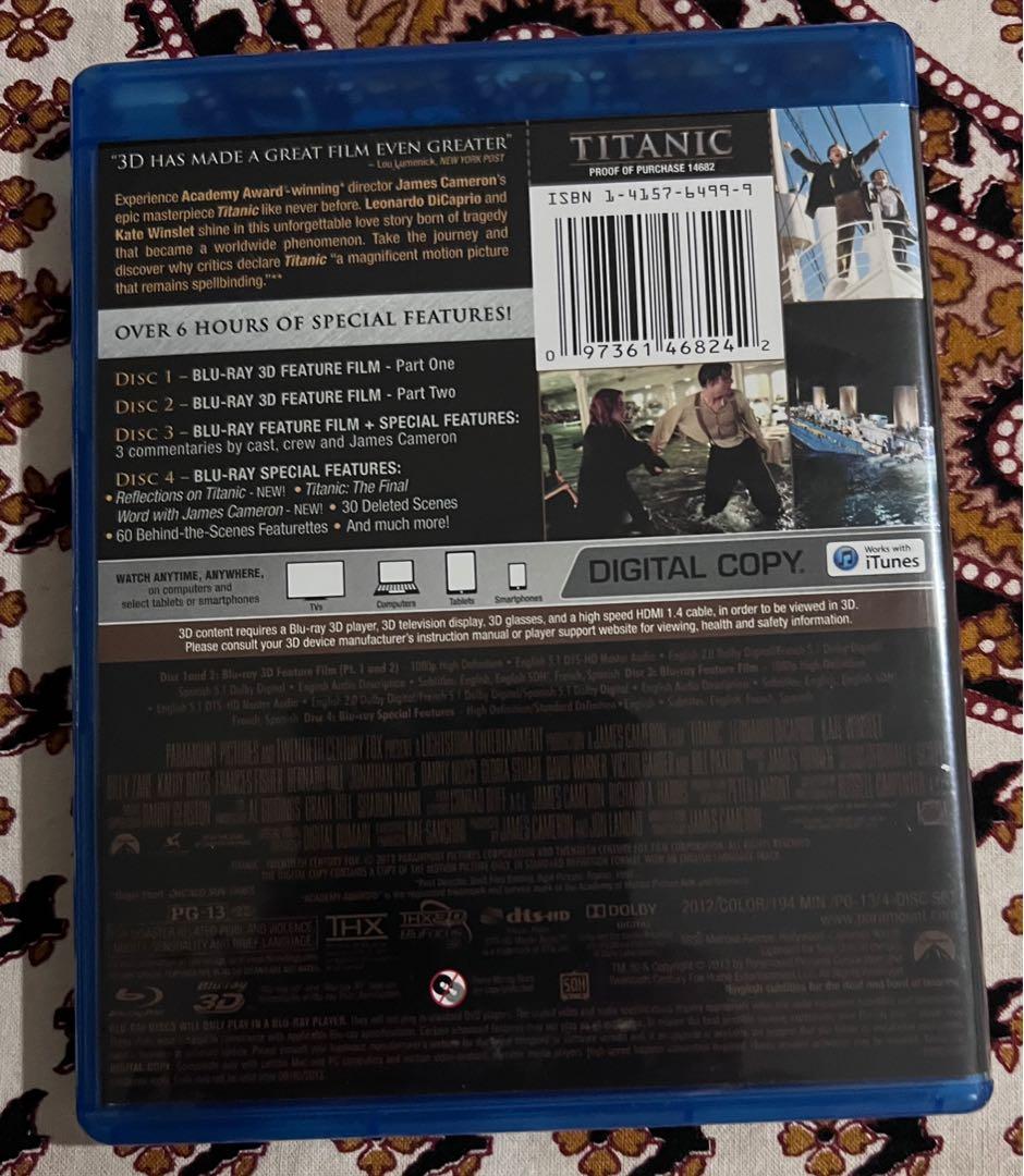 TITANIC-Bluray 3D original DVD (Vintage), Hobbies & Toys, Music & Media ...