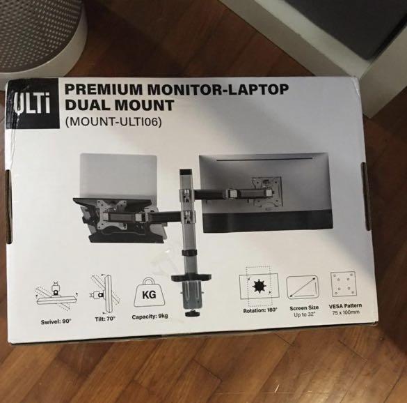 ULTi Premium Monitor-Laptop Dual Mount | Monitor Stand | Laptop Stand ...