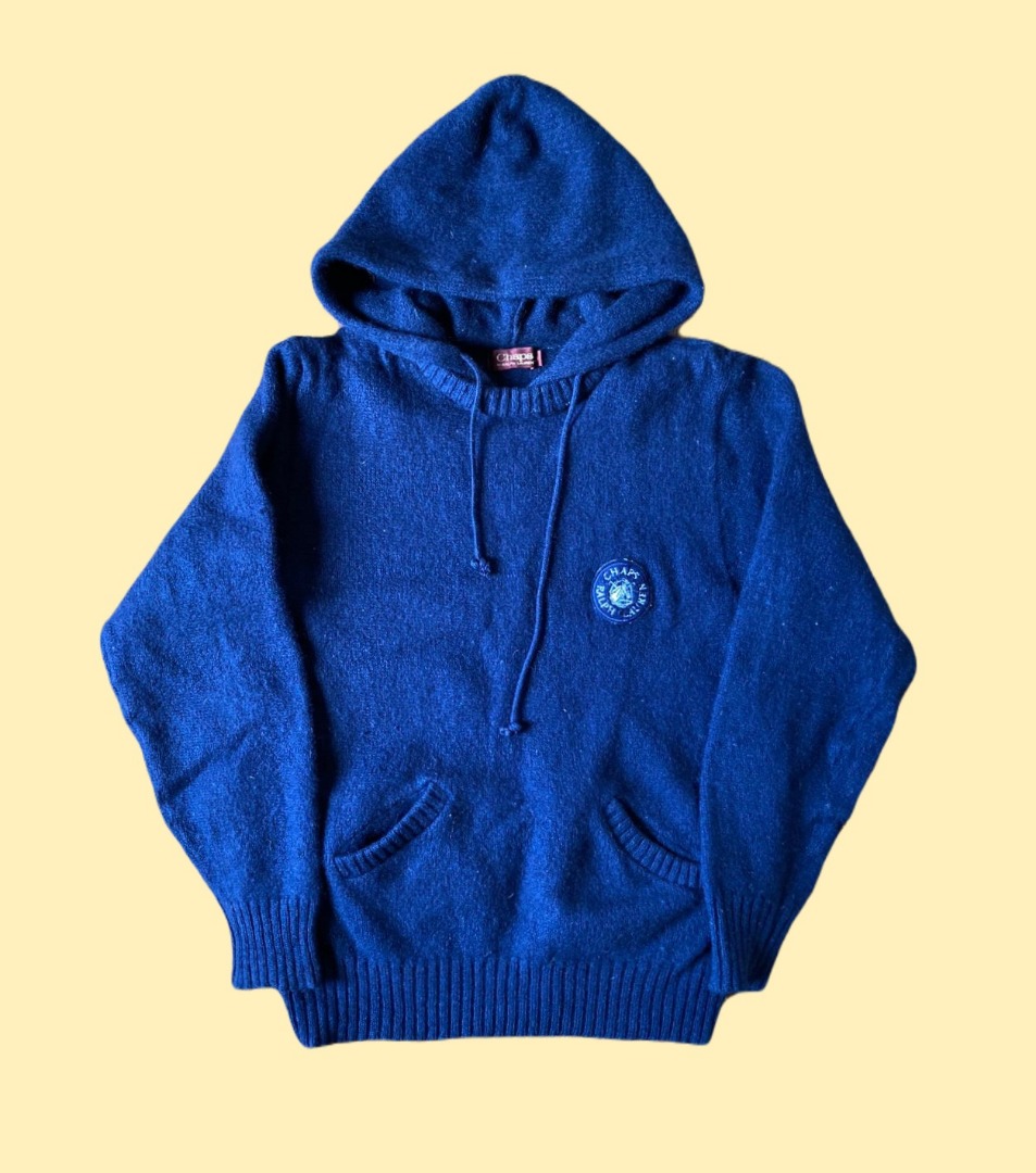 Vintage Chaps by Ralph Lauren Wool knit Midnight Blue Hoodie Jacket ...