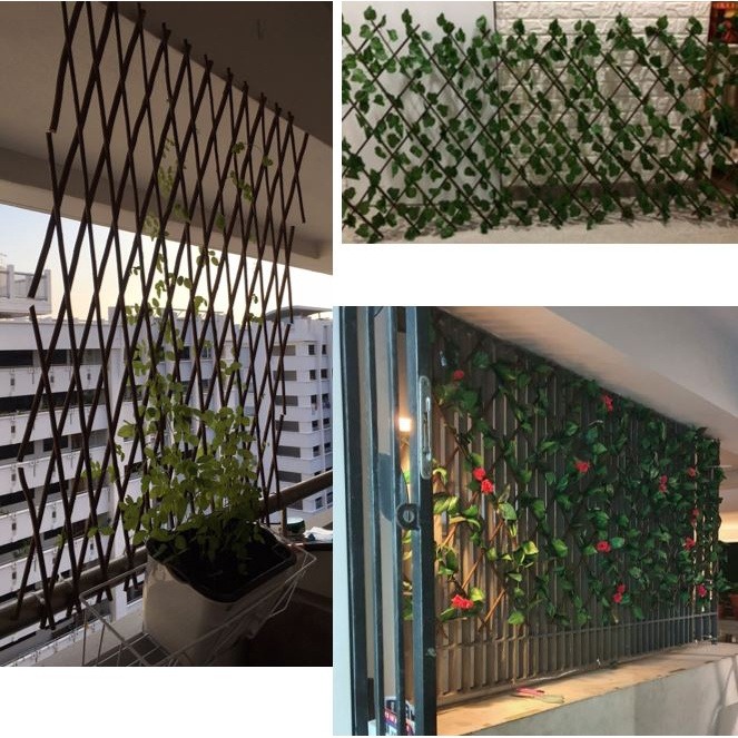 Artificial Leaves Extendable Fence Expandable Faux Ivy Privacy Fence ...