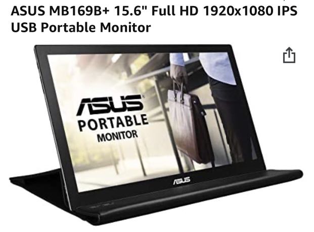 ASUS MB169B+ 15.6" Full HD 1920x1080 IPS USB Portable Monitor ...