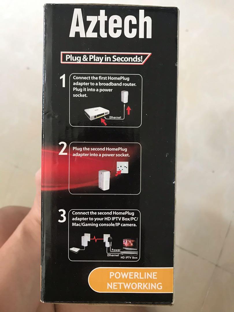 Aztech powerline networking home plug (homeplug), TV & Home Appliances ...
