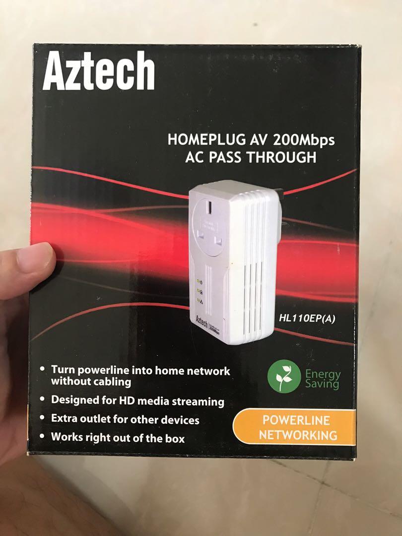 Aztech powerline networking home plug (homeplug), TV & Home Appliances ...