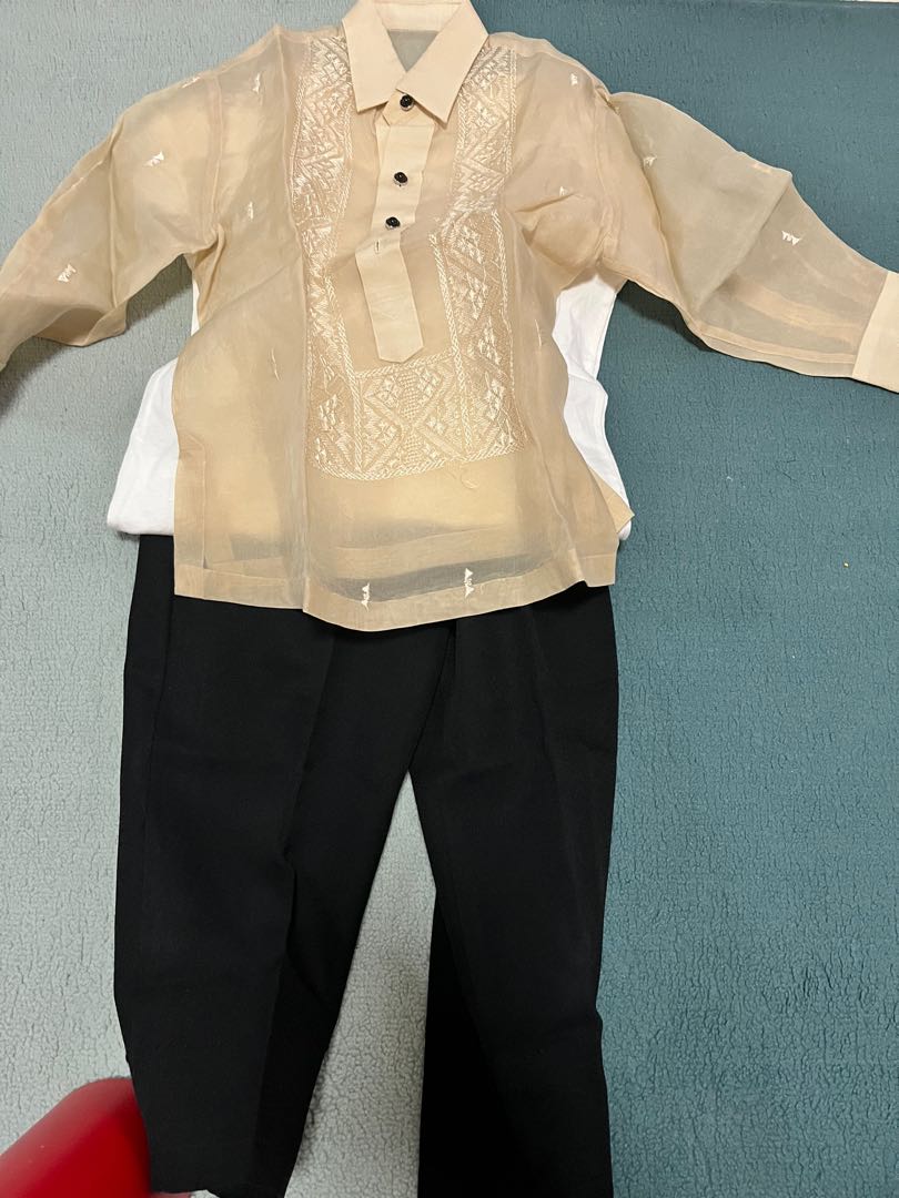 Barong Tagalog with pants and inner shirt, Babies & Kids, Babies & Kids ...