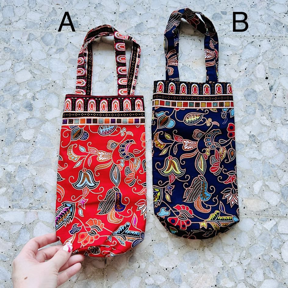 Batik Water Bottle Holder Handmade in Singapore, Women's Fashion, Bags ...
