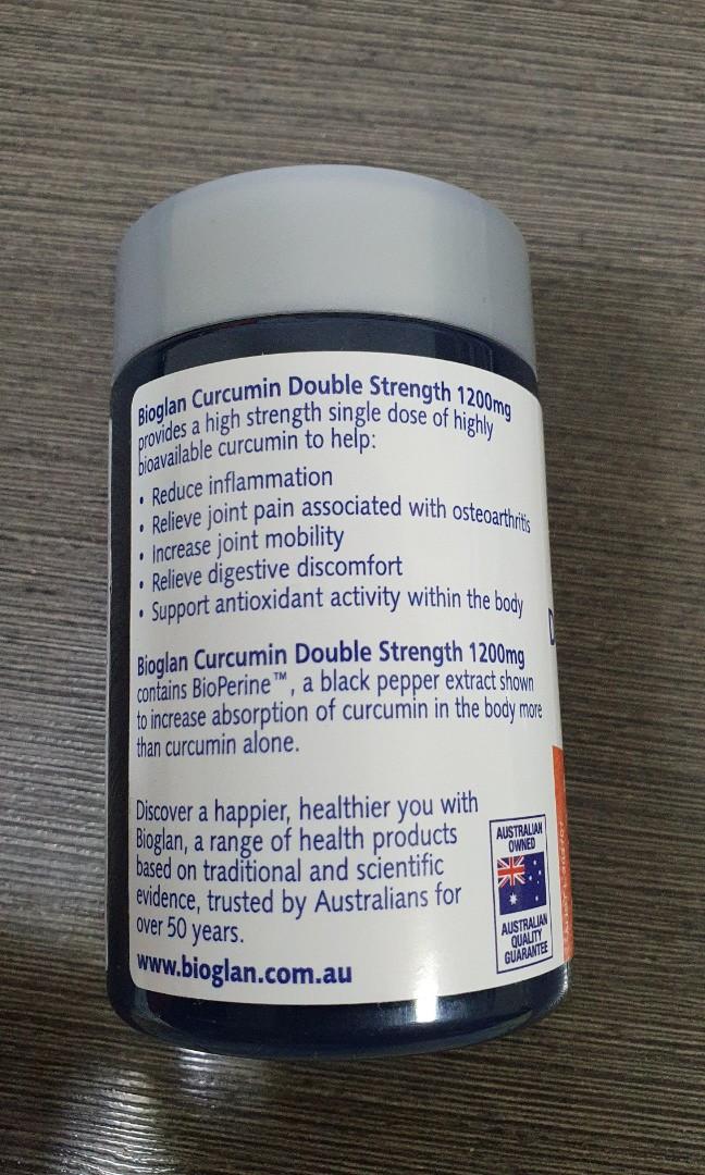 Bioglan Curcumin Double Strength 1200mg, Health & Nutrition, Health ...