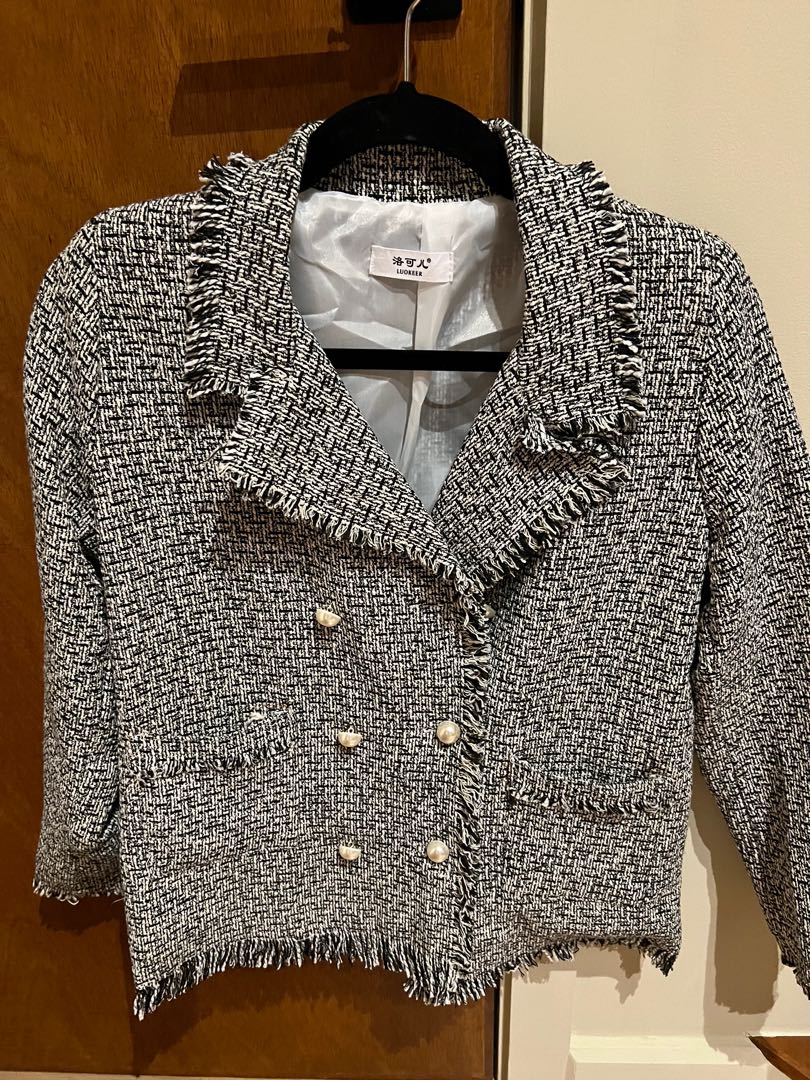 BN Korean Tweed Jacket, Women's Fashion, Coats, Jackets and Outerwear ...
