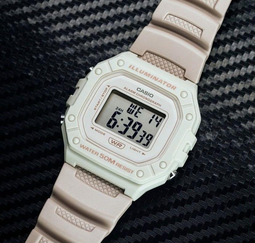 Casio Illuminator W-218HC-4A2 Digital Quartz W218HC-4A2 Grey Pink W218 ...