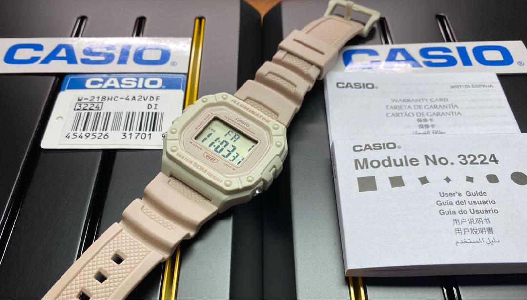 Casio Illuminator W-218HC-4A2 Digital Quartz W218HC-4A2 Grey Pink W218 ...