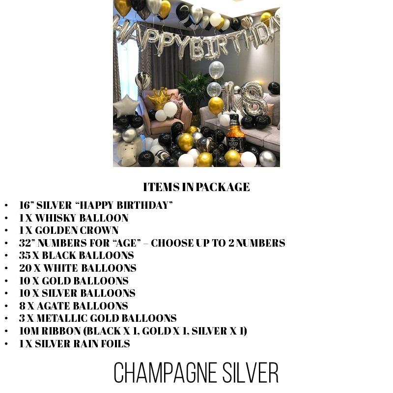 Champ Silver Birthday Decorations Birthday Decoration Party Balloons ...