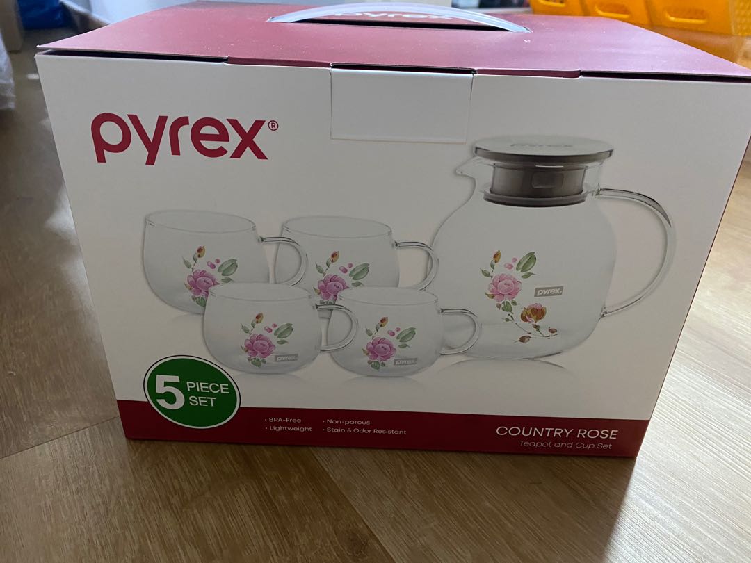 Corelle Pyrex Teapot Set - Country Rose, Furniture & Home Living ...