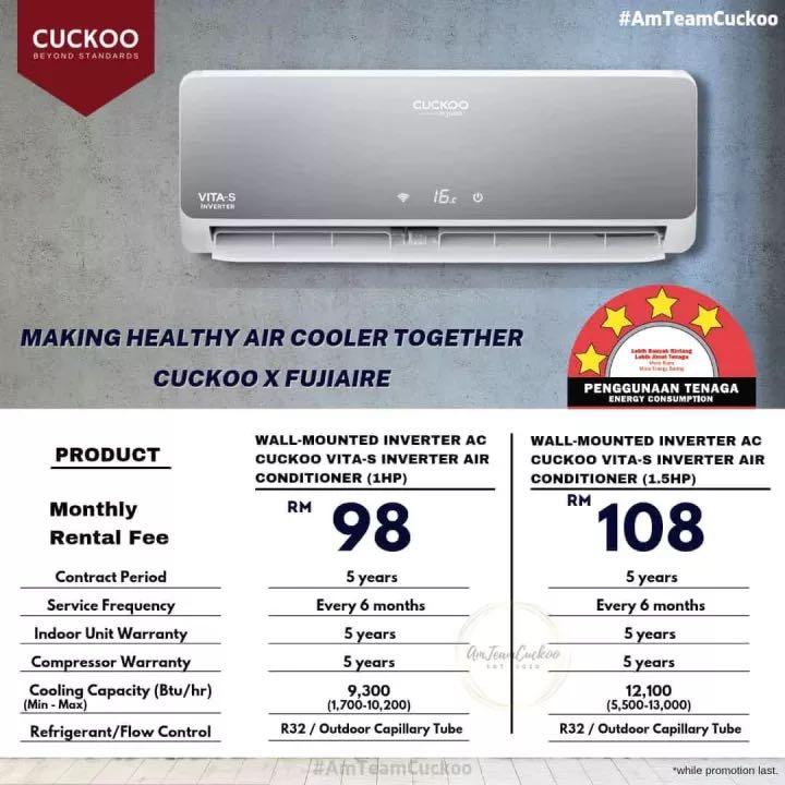 Cuckoo Inverter Aircond (RENTAL PLAN), TV & Home Appliances, Air ...