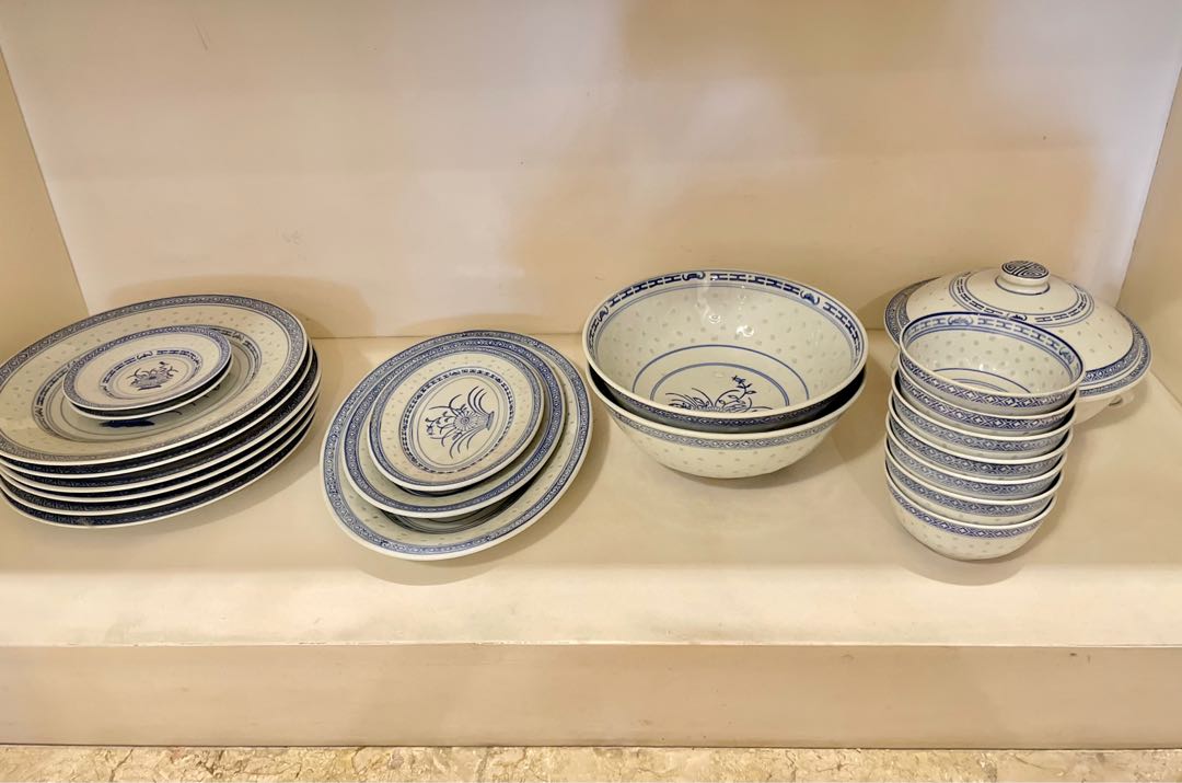 Dinner set Dinnerware Rice grain porcelain keramik piring mangkuk Cina ...