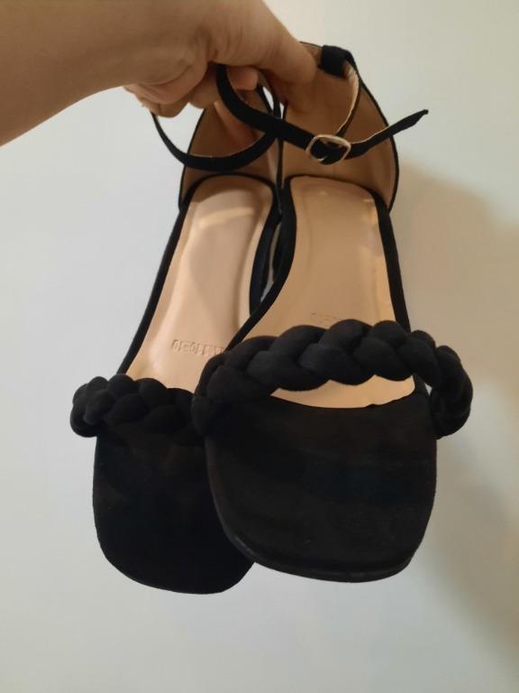 Double Padded 1 inch Block Heels Sandals Size 8, Women's Fashion ...