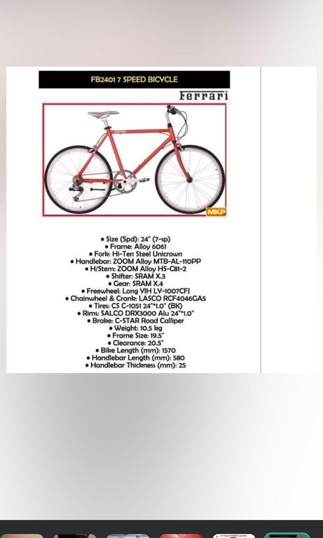 Ferrari Bike, Sports Equipment, Bicycles & Parts, Bicycles on Carousell