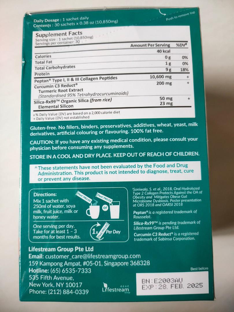 FlexC PRO EX 30 Sachets, Health & Nutrition, Health Supplements ...