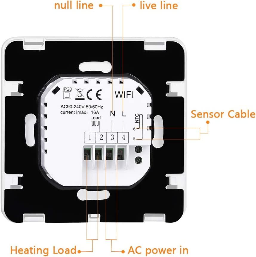 FLOUREON WiFi Electric Heating Thermostat Programmable Thermostat APP ...