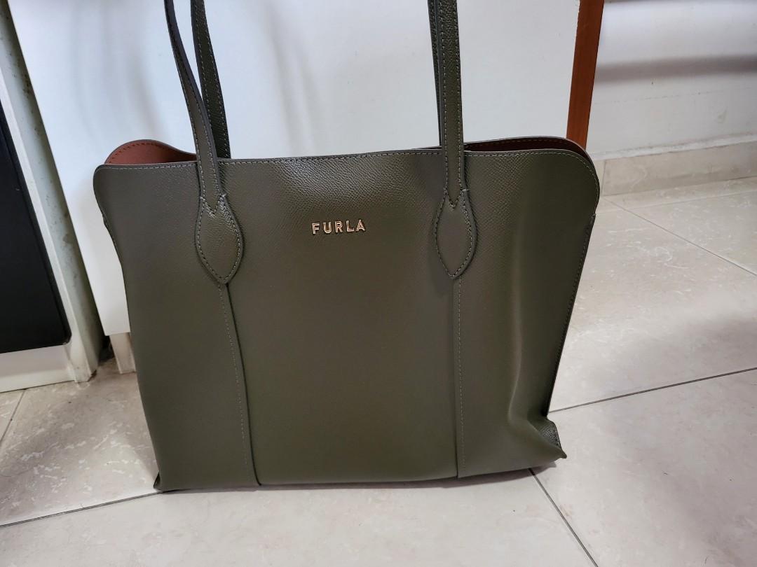 Furla plain dark green tote, Women's Fashion, Bags & Wallets, Tote Bags ...