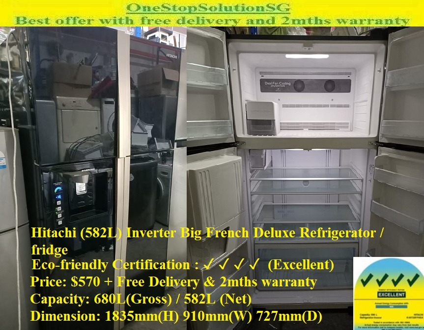 Hitachi (582L) Inverter Mega French Deluxe Refrigerator / fridge ($570 ...