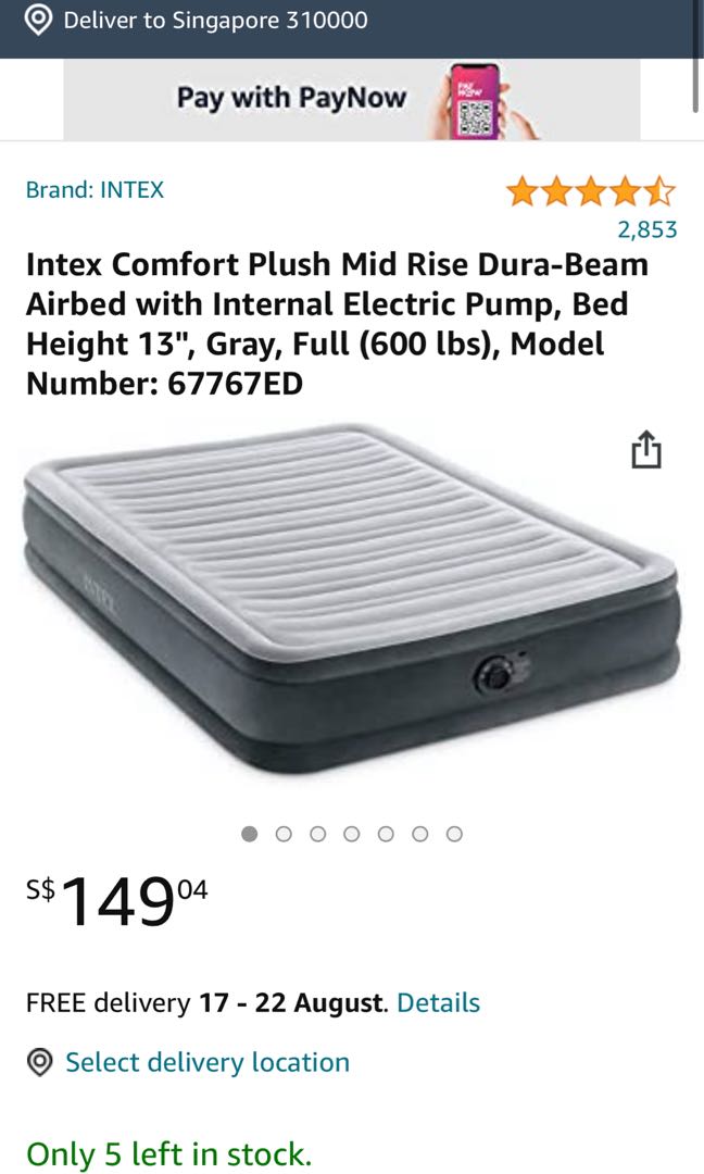 Intex Air Bed Mattress queen size, Furniture & Home Living, Furniture ...