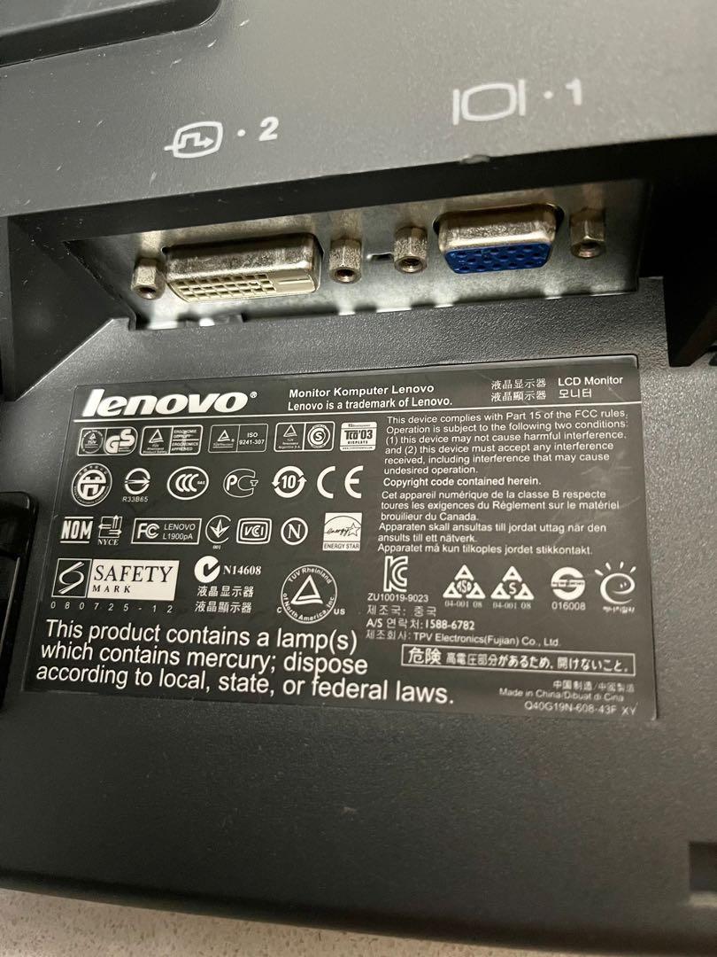 Lenovo ThinkVision L1900pA LCD Monitor Desktop, Computers & Tech ...