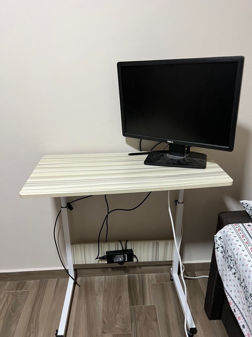 Movable desk with monitor ( study or work ), Furniture & Home Living ...