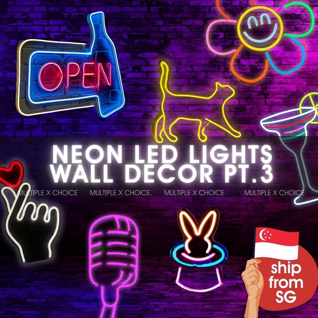 Neon LED Wall Lights (USB Powered) SZC1421, Furniture & Home Living ...