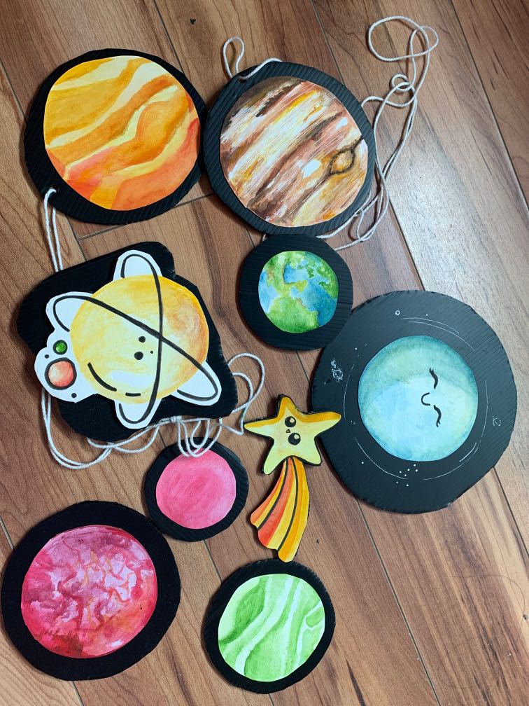 Planets DIY Watercolour Art on Corrugated Board, Hobbies & Toys ...