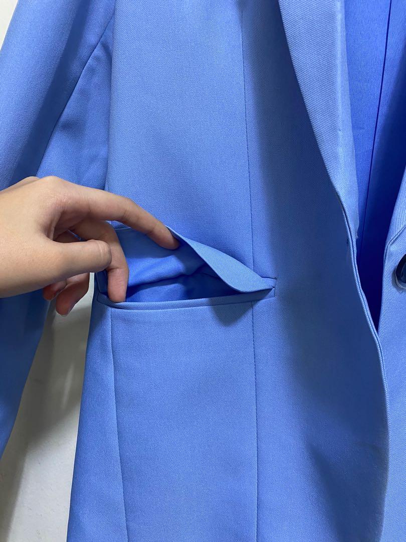 Powder Blue Formal Suit Set (coat and pants), Women's Fashion, Coats ...