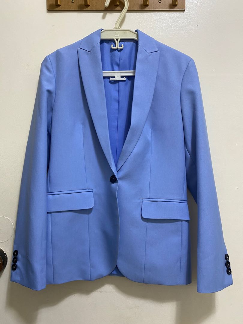 Powder Blue Formal Suit Set (coat and pants), Women's Fashion, Coats ...